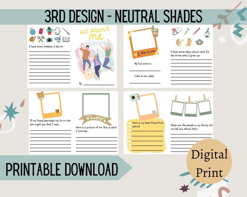 All About Me Printable for Kids, All About Me Activity Sheets, First ...