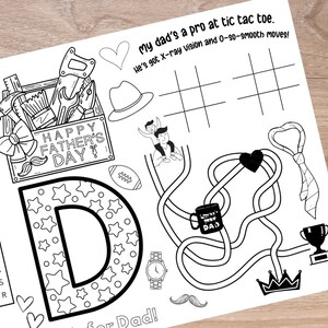 Fathers Day Activity Placemat Printable Coloring Page, Fathers Day ...
