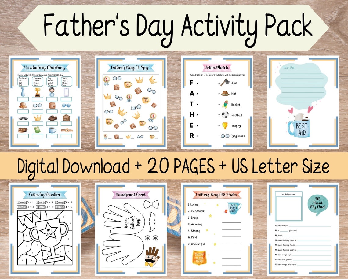 Fathers Day Activity Printable for Kids, Fathers Day Personalized Gift ...
