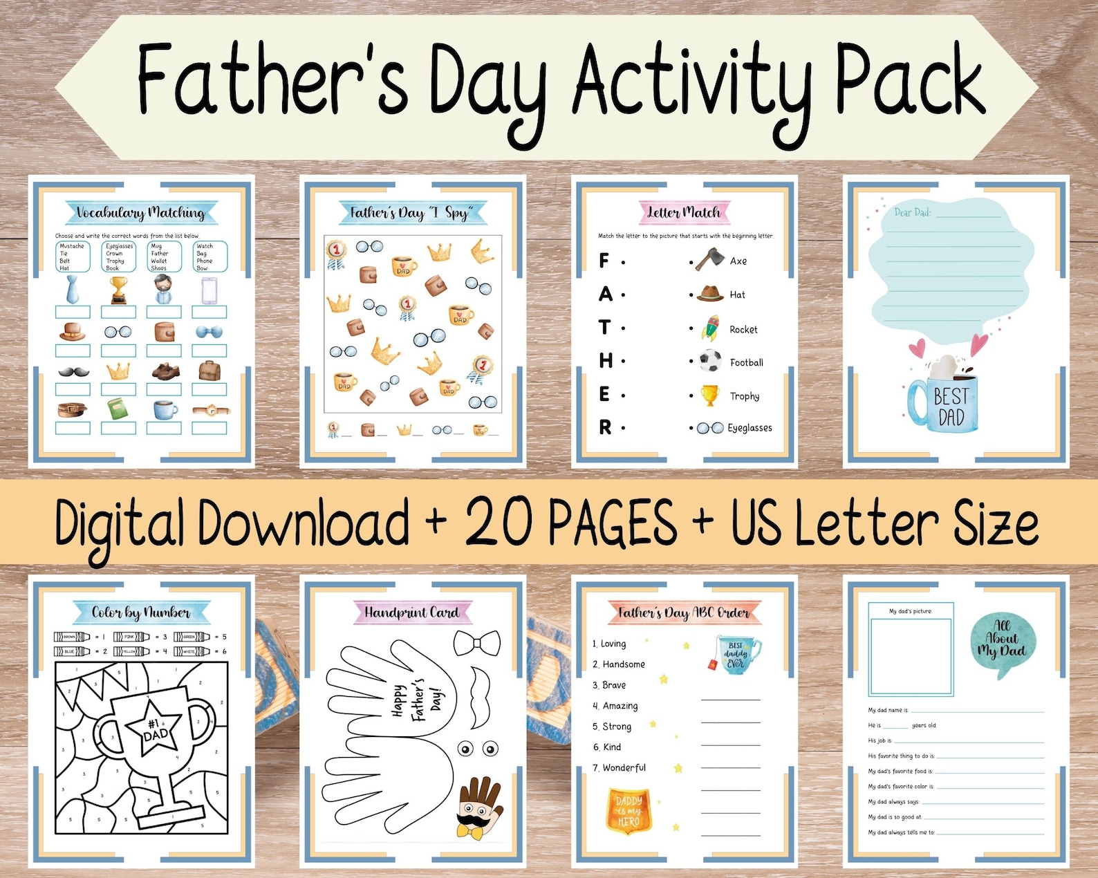 Fathers Day Activity Printable for Kids, Fathers Day Personalized Gift ...