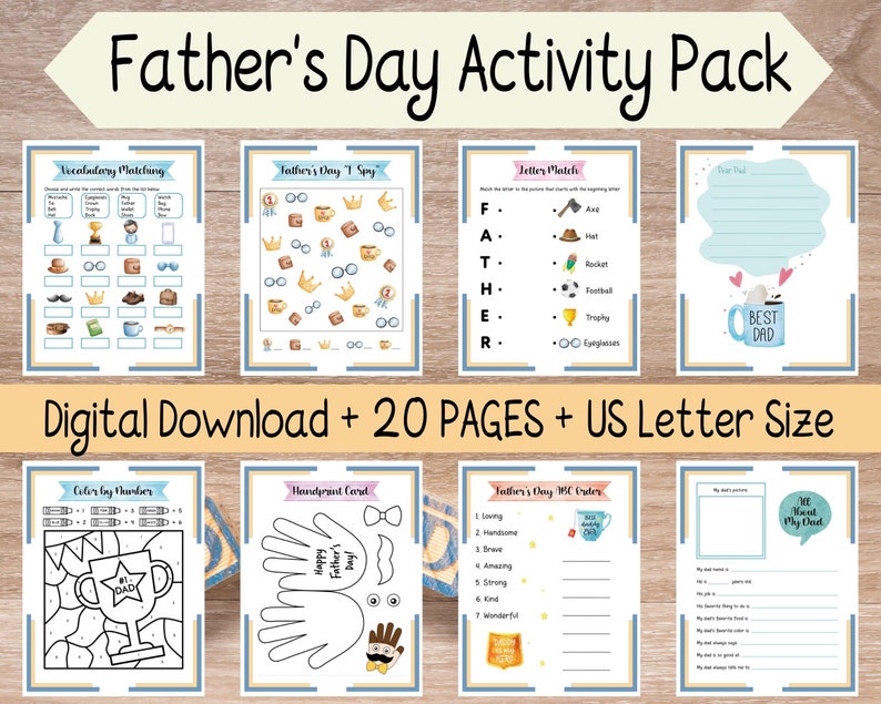 Fathers Day Activity Printable for Kids, Fathers Day Personalized Gift ...