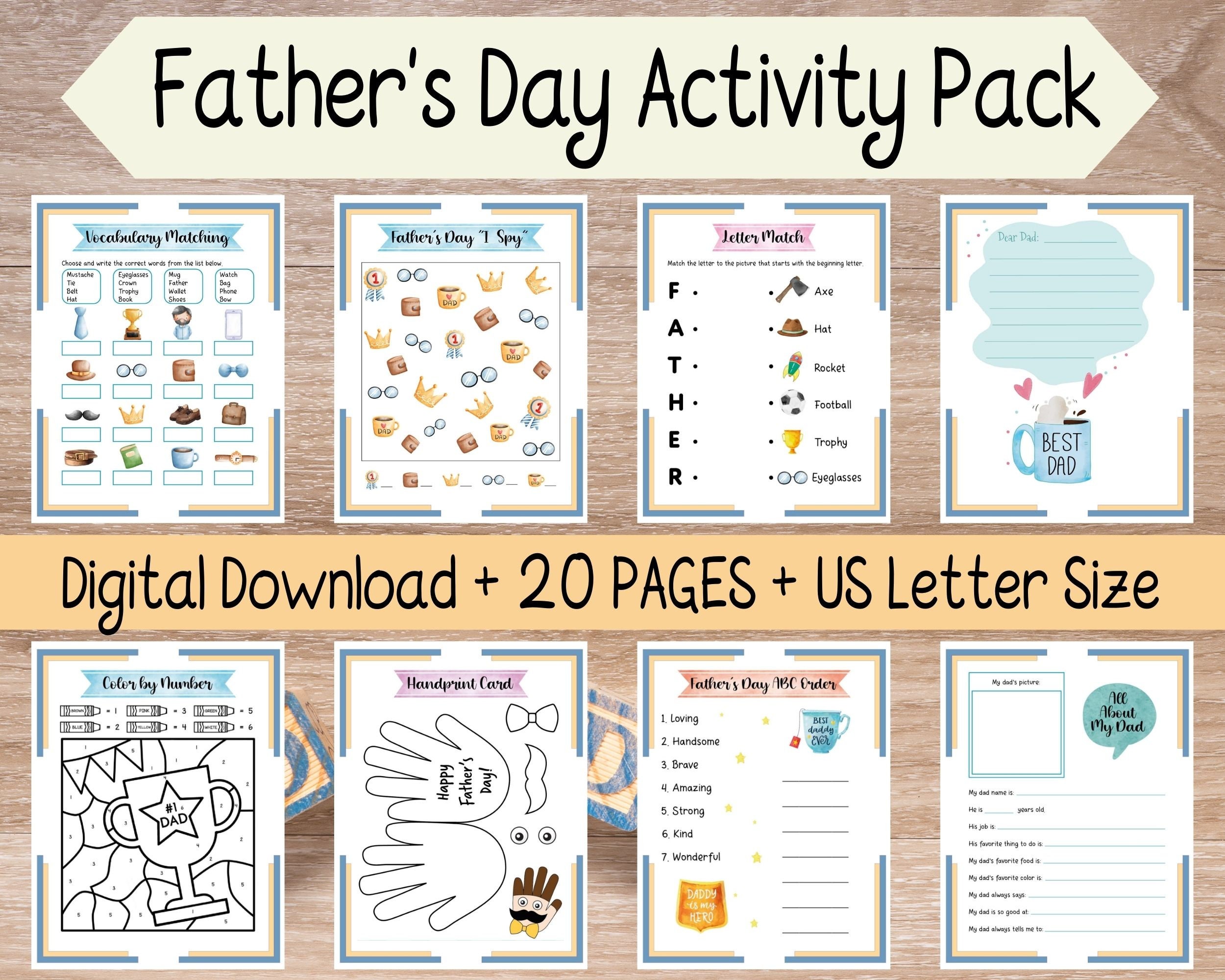 Fathers Day Activity Printable for Kids, Fathers Day Personalized Gift ...