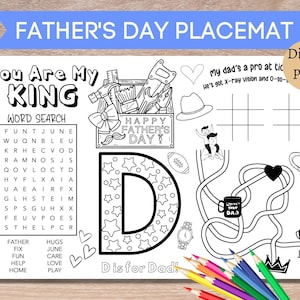 Fathers Day Activity Placemat Printable Coloring Page, Fathers Day ...