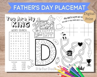 Fathers Day Coloring Page Grandpa Placemat PRINTABLE Activity Sheet - Etsy