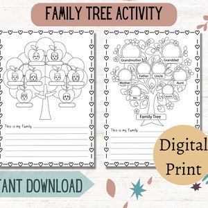 Family Tree Printable Template, Fillable Family Tree Chart, Family Tree ...