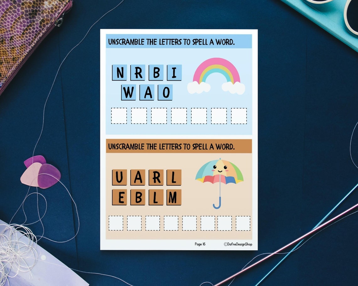 Word Cards Printable Game for Preschool, Alphabet Picture Cards for ...