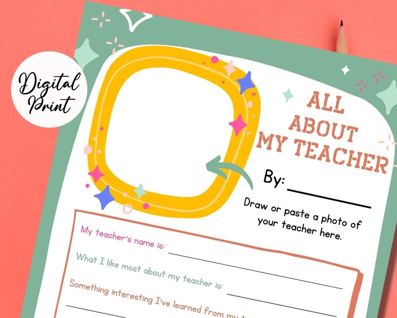 Teacher Appreciation Week Printable, All About My Teacher Survey, My ...