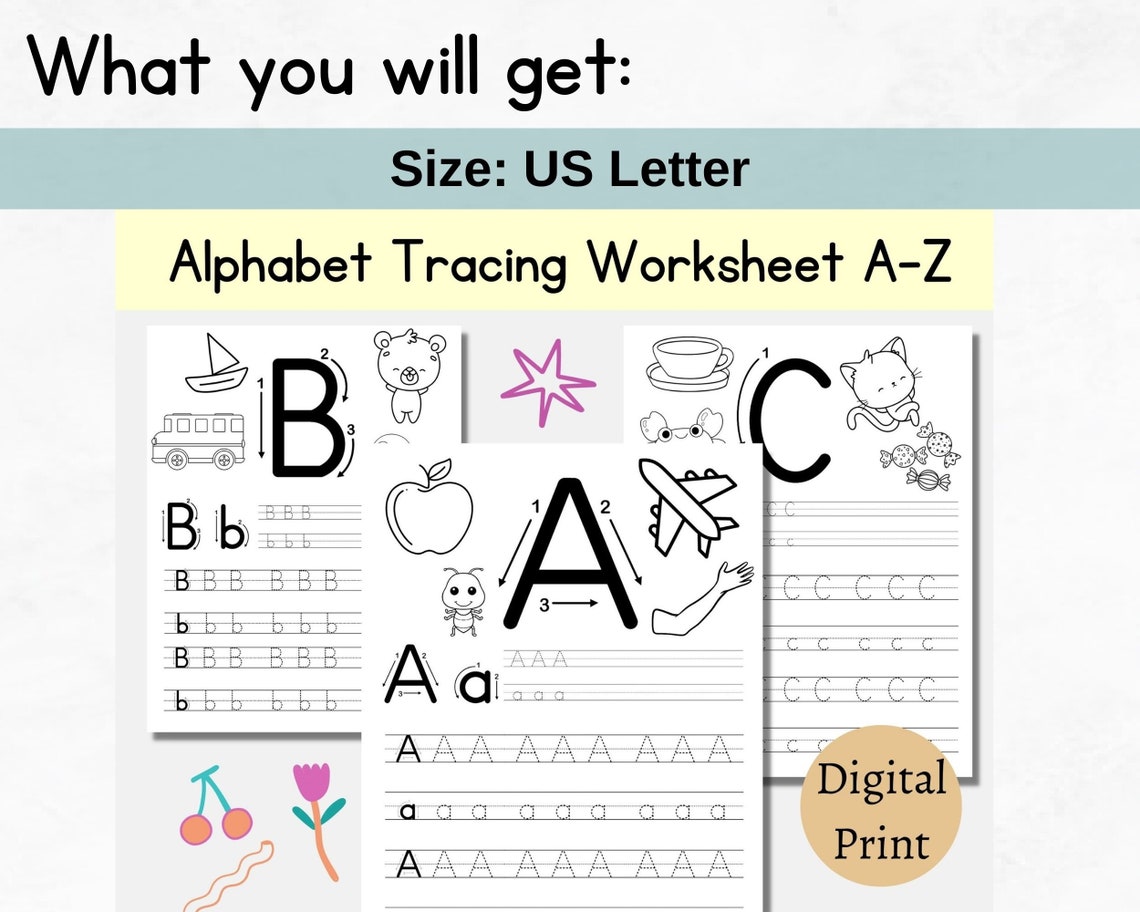 Preschool Alphabet Worksheets Bundle, Printable Alphabet Letter Sounds ...