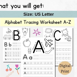 Preschool Alphabet Worksheets Bundle, Printable Alphabet Letter Sounds ...