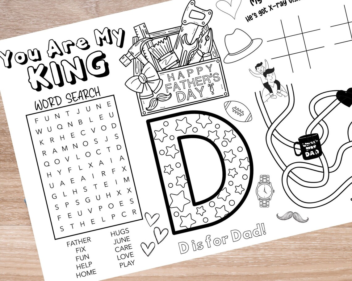 Fathers Day Activity Placemat Printable Coloring Page, Fathers Day ...