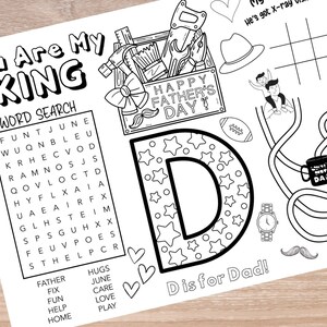 Fathers Day Activity Placemat Printable Coloring Page, Fathers Day ...