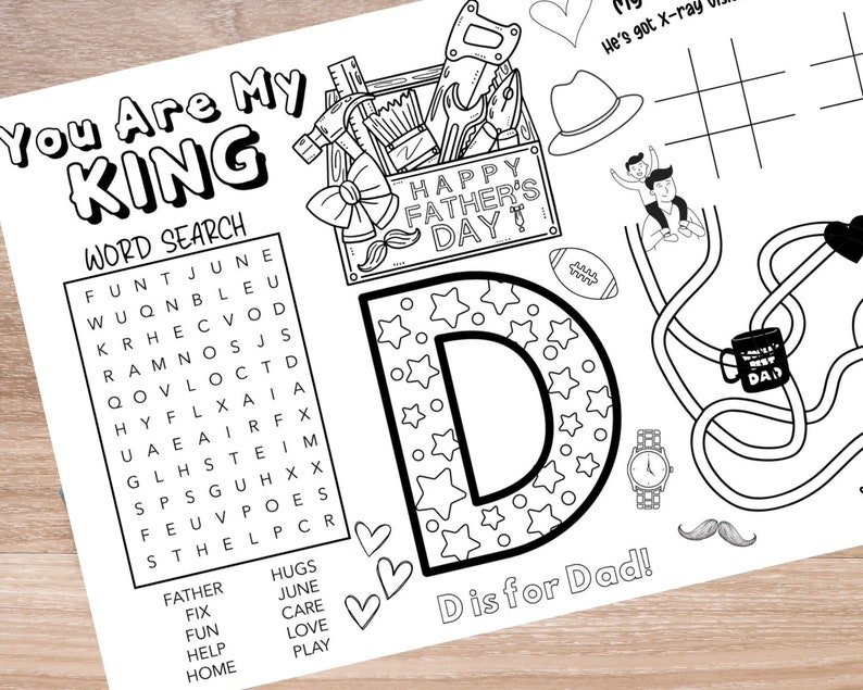 Fathers Day Activity Placemat Printable Coloring Page, Fathers Day ...