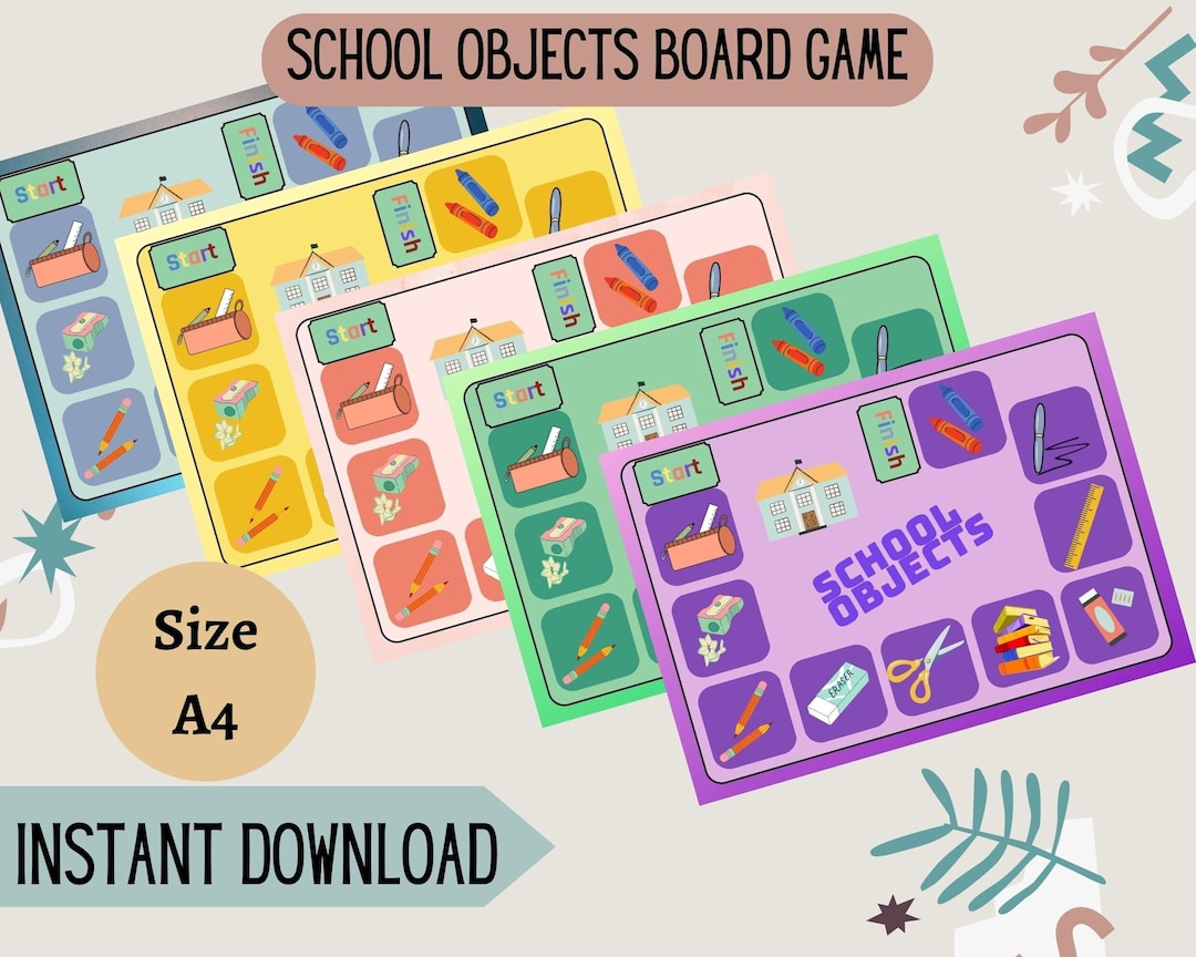 School Board Game Printables, Educational School Board Game, Digital ...