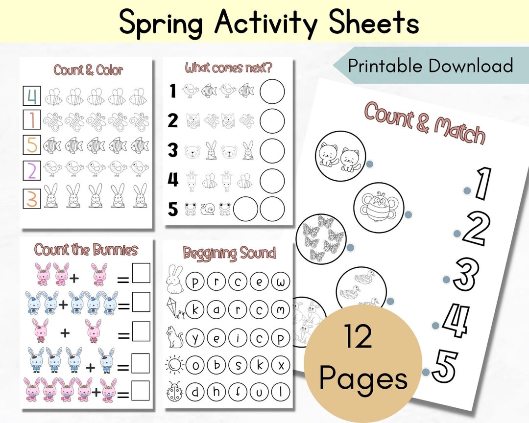 Spring Printable Activity Bundle for Preschool Spring Activity Pack ...