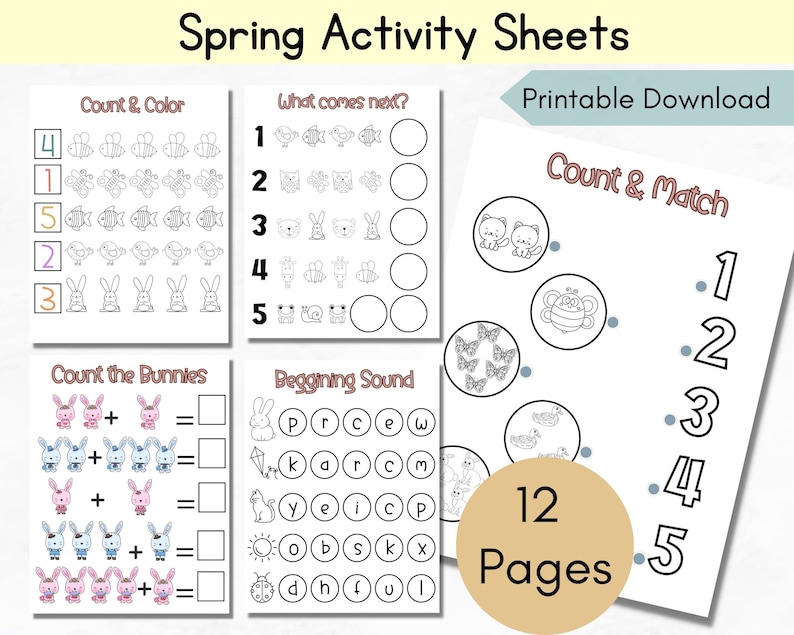 Spring Printable Activity Bundle for Preschool Spring Activity Pack ...