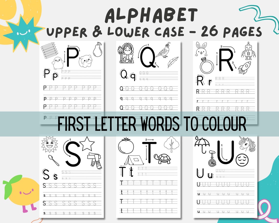 Alphabet Letter Tracing Kids Printable Worksheets, Uppercase Lowercase ...