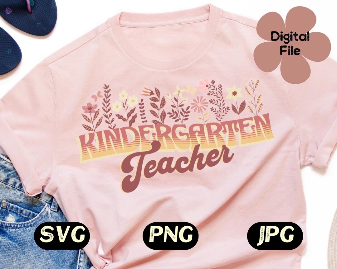 Colorful Kindergarten Teacher Shirt SVG, Funny Preschool Teacher T ...