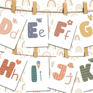 Alphabet Poster Printable Kids Room Decor, Alphabet Flashcards A-Z ...