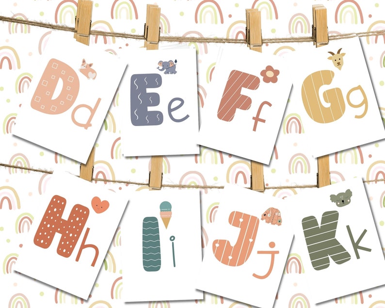 Alphabet Poster Printable Kids Room Decor, Alphabet Flashcards A-Z ...
