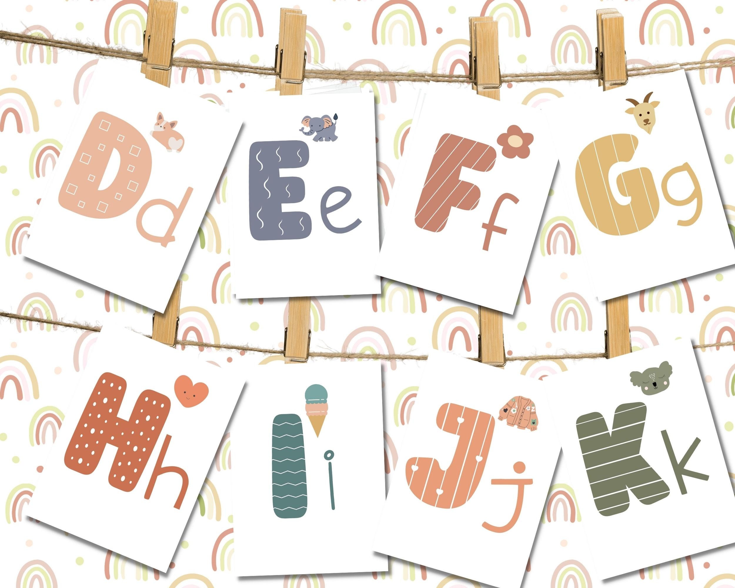 Alphabet Poster Printable Kids Room Decor, Alphabet Flashcards A-Z ...
