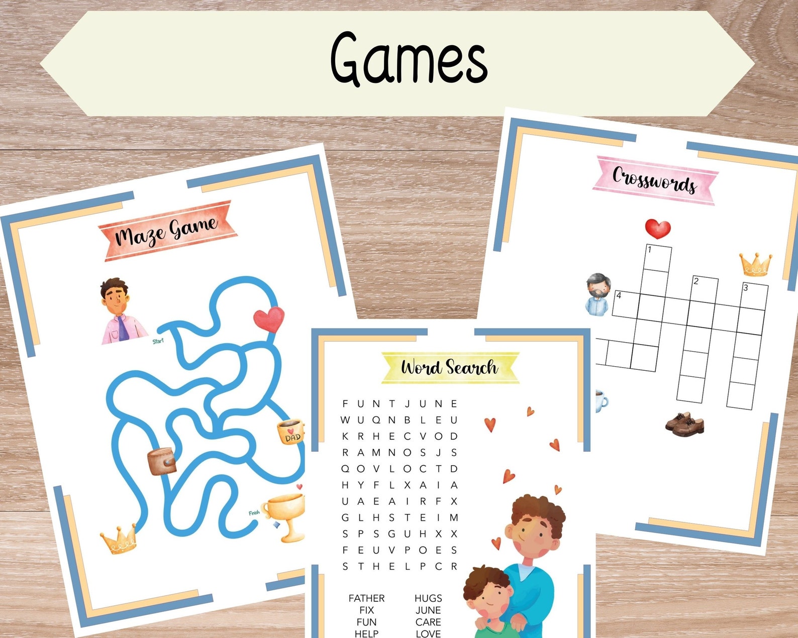 Fathers Day Activity Printable for Kids, Fathers Day Personalized Gift ...