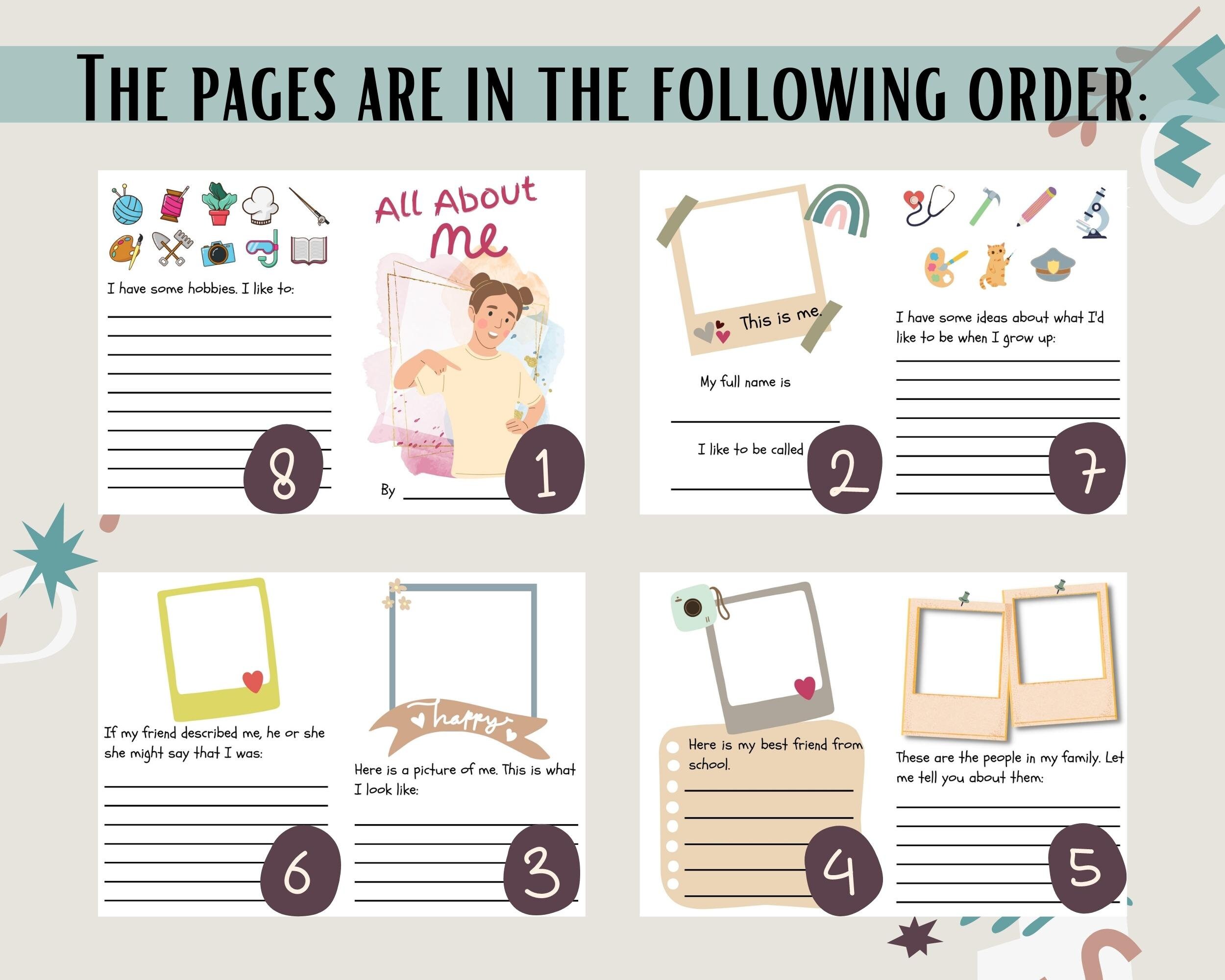 All About Me Printable for Kids, All About Me Activity Sheets, First ...