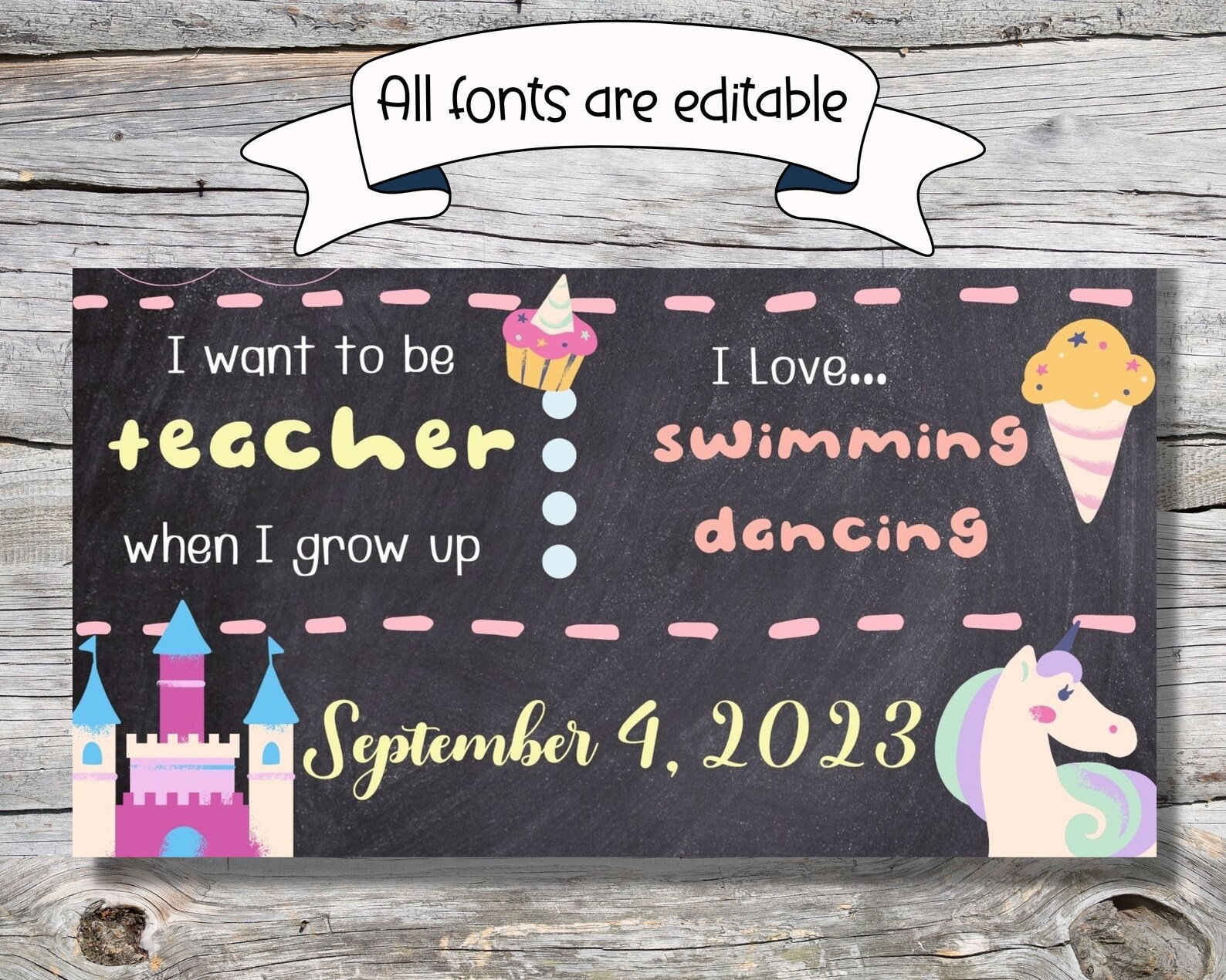 First Day of School Sign Printable, Editable First Day Template, Last ...