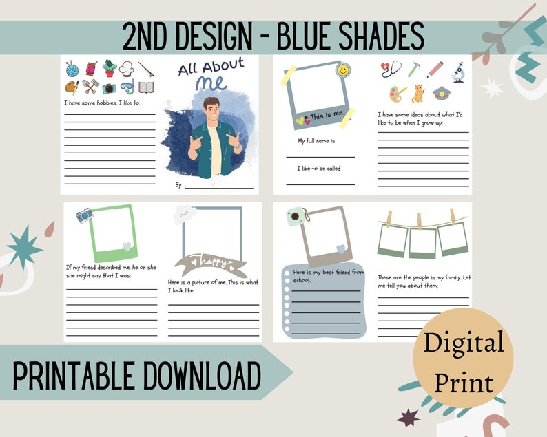 All About Me Printable for Kids, All About Me Activity Sheets, First ...