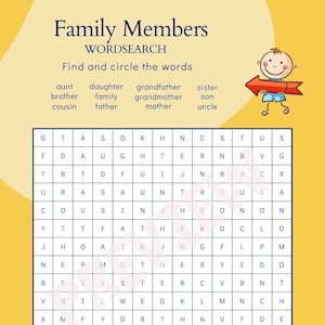 Family Members Word Search Worsheet Printable Handout - Etsy