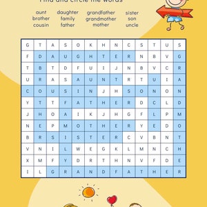 Family Members Word Search Worsheet Printable Handout - Etsy