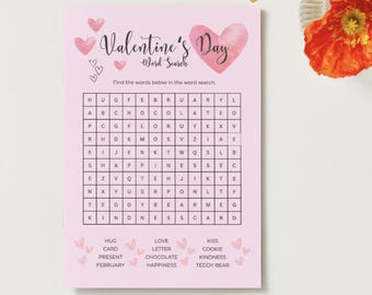 1st Grade Valentine's Day Word Search With Answer Key, Printable - Etsy