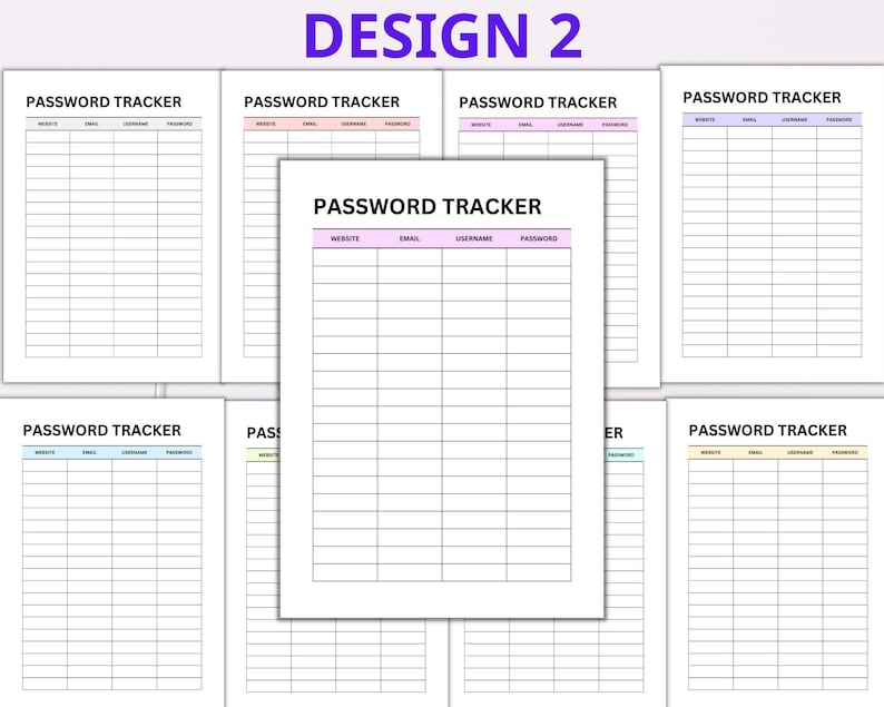 Password Tracker Printable, Fillable, Password Log, Password Organizer ...