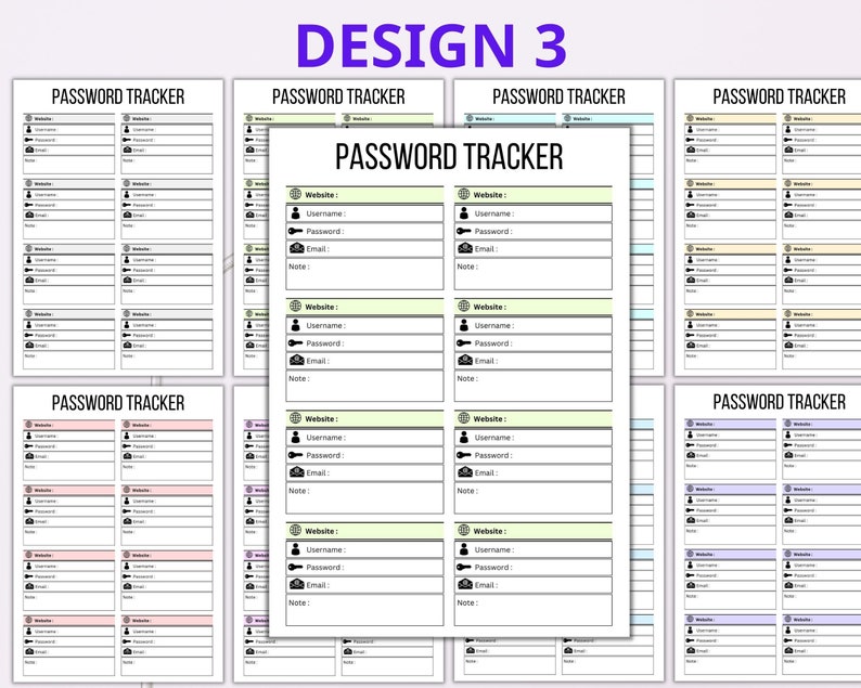 Password Tracker Printable, Fillable, Password Log, Password Organizer ...