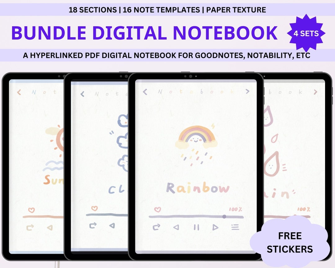 Digital Notebook Bundle Student Notetaking Hyperlinked Digital Notes ...