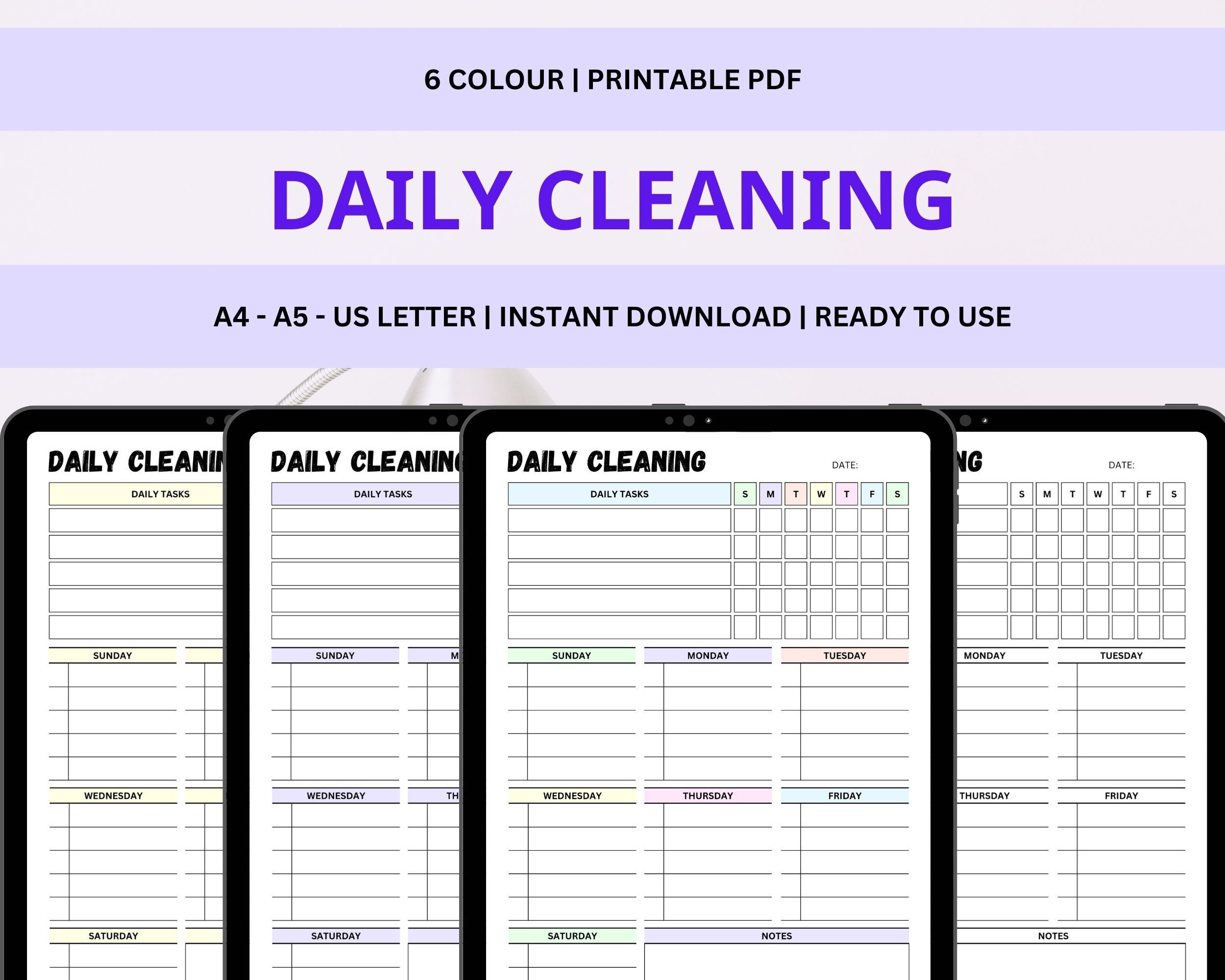 Printable Cleaning Schedule, Weekly Monthly Yearly Cleaning Checklist ...