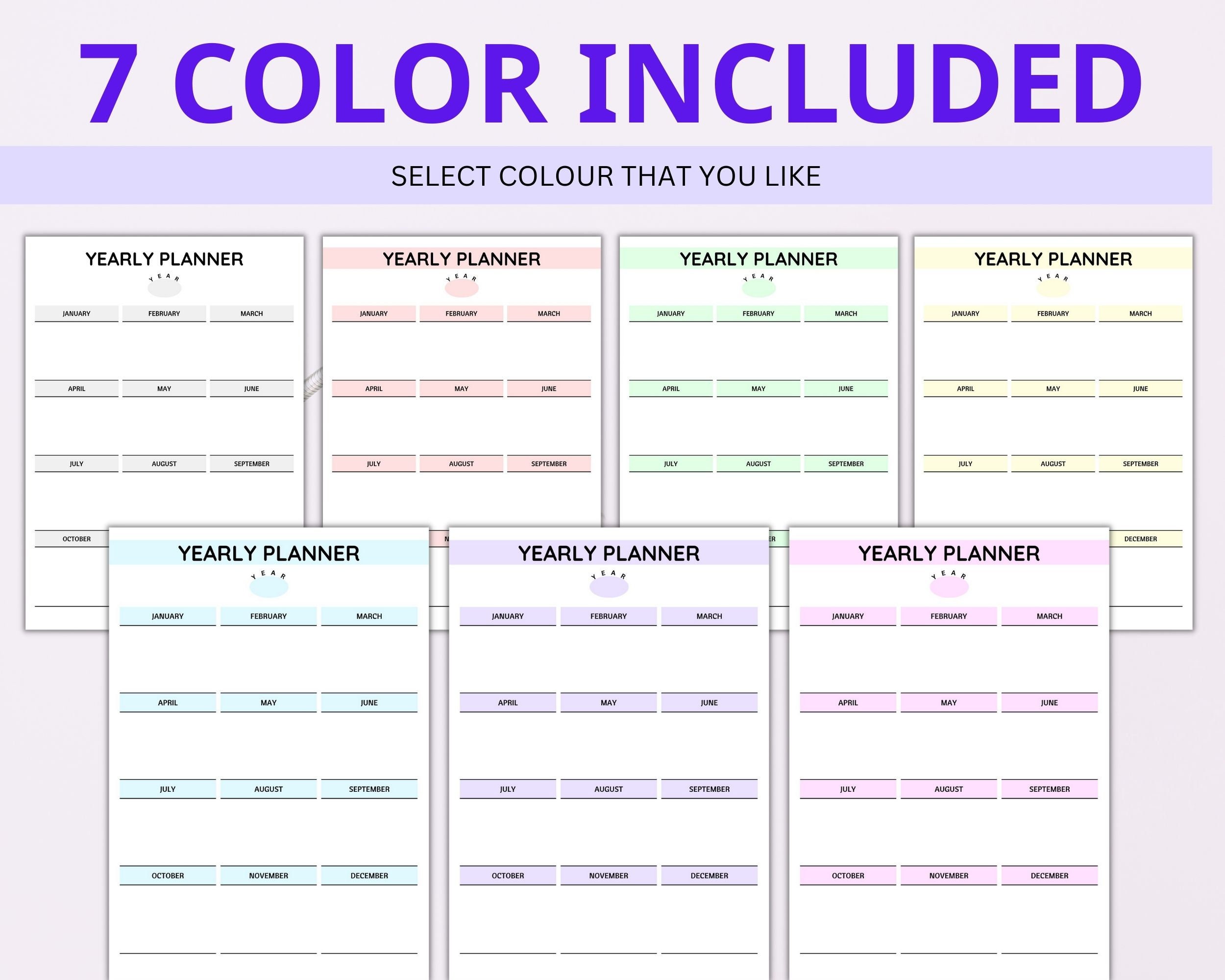 Yearly Overview Printable Yearly Planner on One Page Year at - Etsy Canada