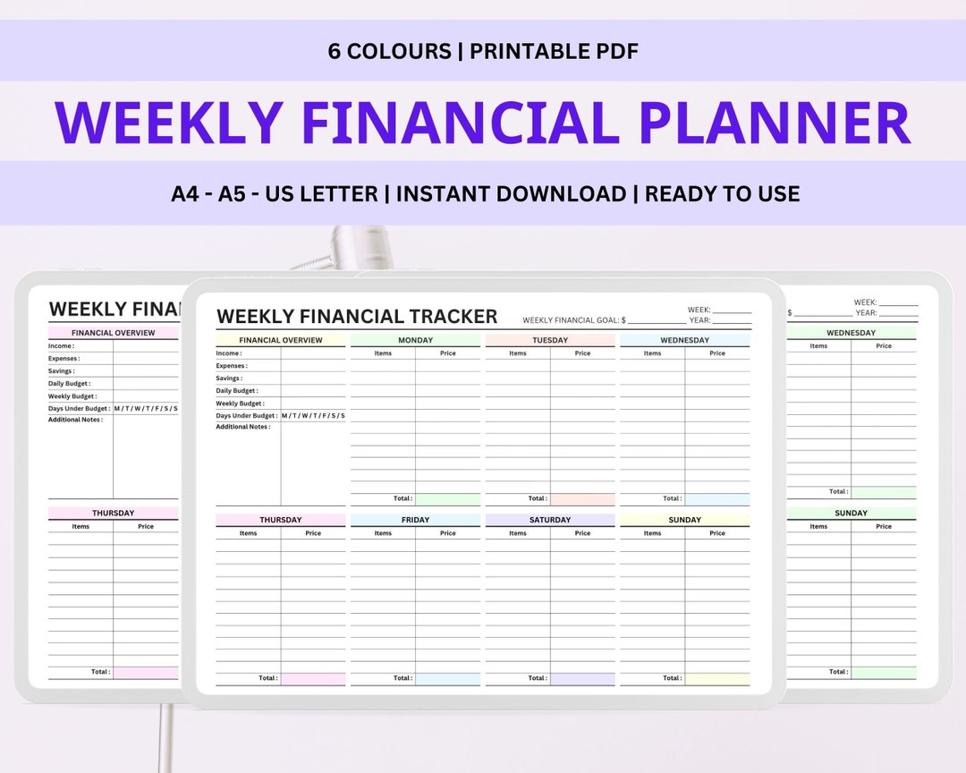 Weekly Budget Planner Printable, Weekly Budget Digital, Financial ...
