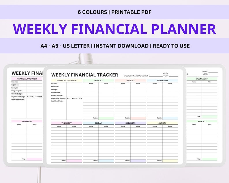 Weekly Budget Planner Printable, Weekly Budget Digital, Financial ...