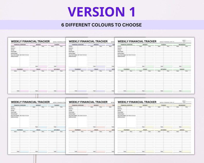 Weekly Budget Planner Printable, Weekly Budget Digital, Financial ...