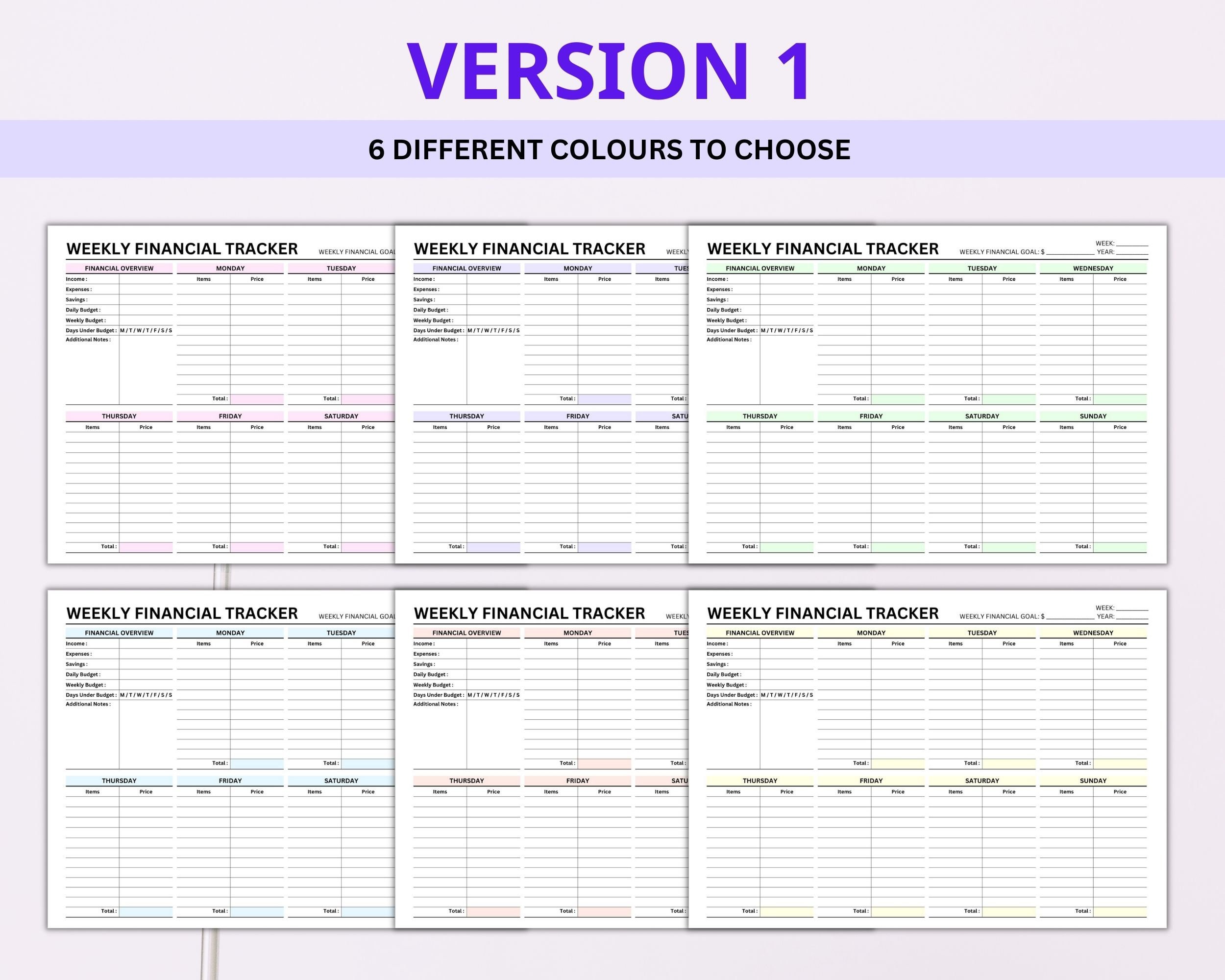 Weekly Budget Planner Printable, Weekly Budget Digital, Financial ...