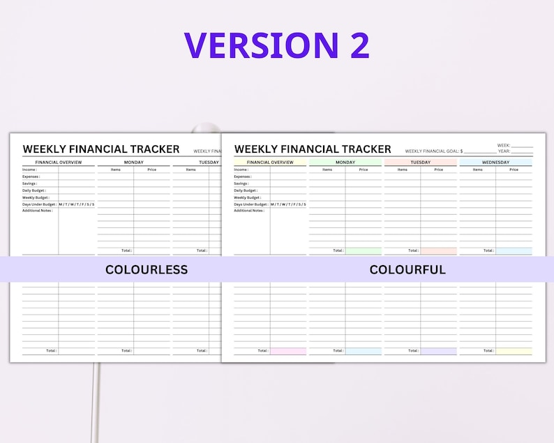 Weekly Budget Planner Printable, Weekly Budget Digital, Financial ...