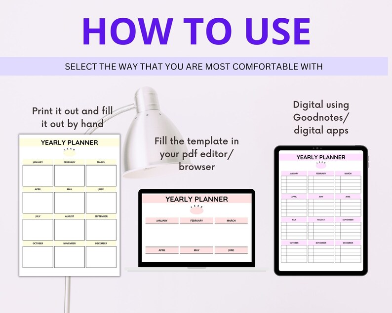 Yearly Overview, Printable Yearly Planner on One Page, Year at a Glance ...