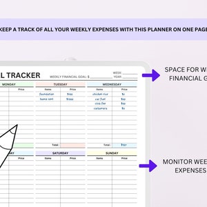Weekly Budget Planner Printable, Weekly Budget Digital, Financial ...