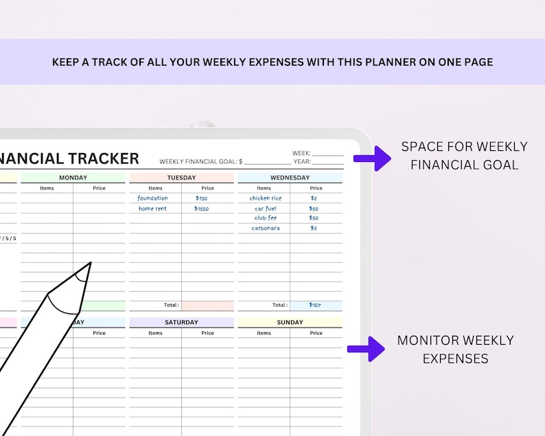 Weekly Budget Planner Printable, Weekly Budget Digital, Financial ...