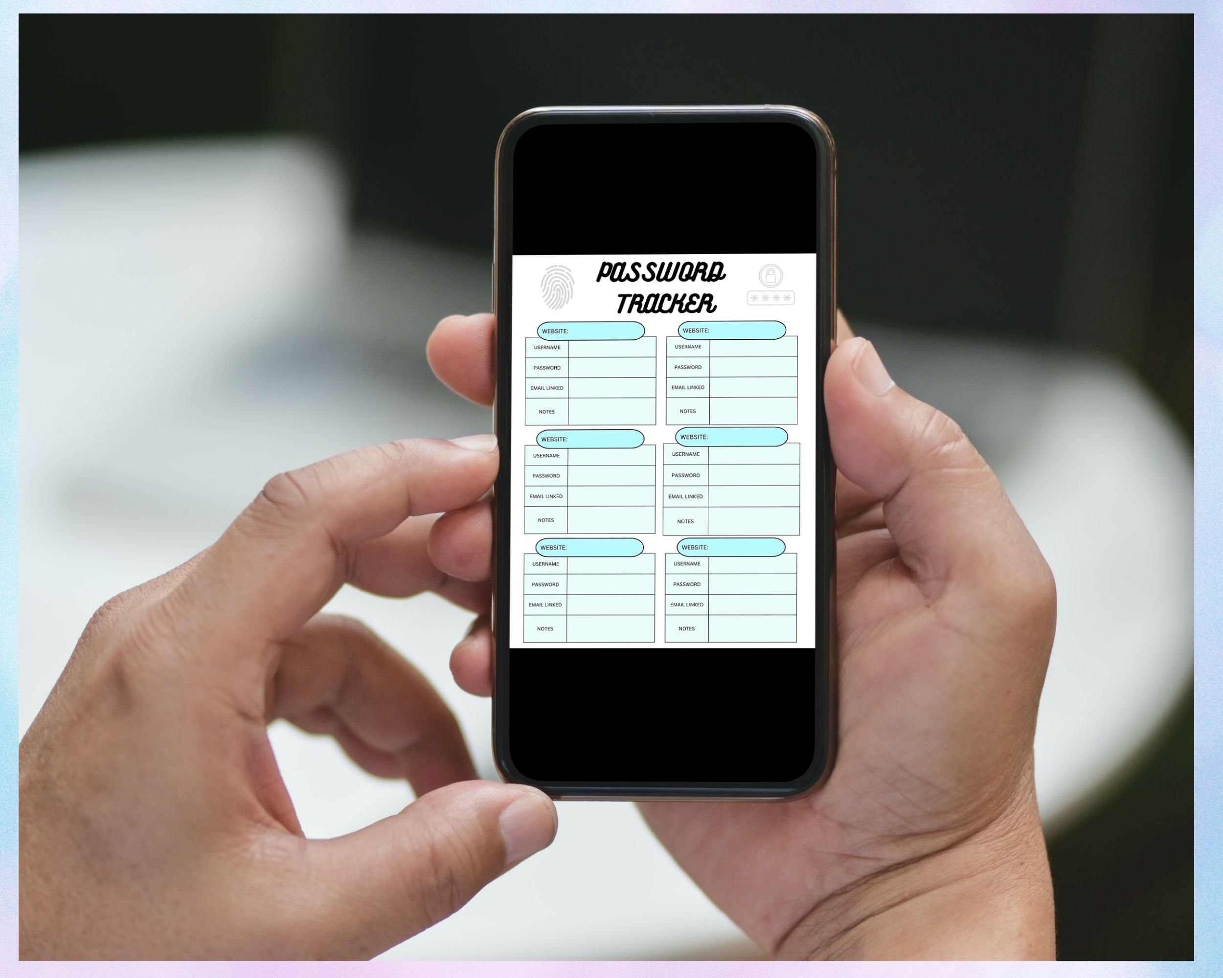 Password Tracker Printable & Fillable PDF, Colourful, Cheap Password ...