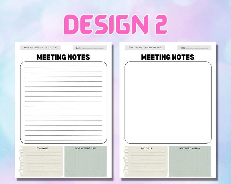 Meeting Notes Printable Template, Cute Design, Meeting Minutes, Meeting ...