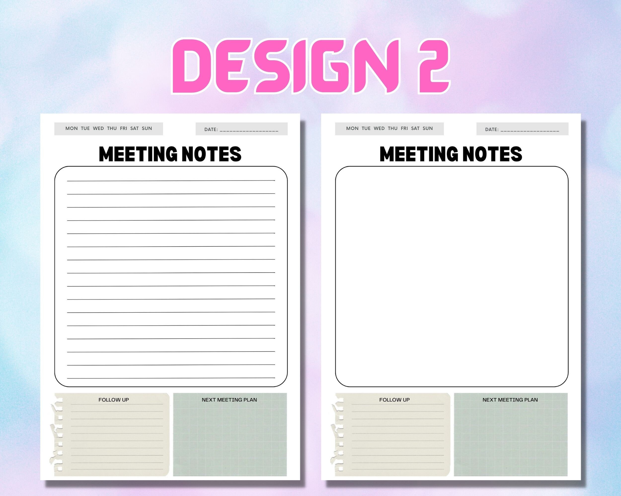Meeting Notes Printable Template, Cute Design, Meeting Minutes, Meeting ...