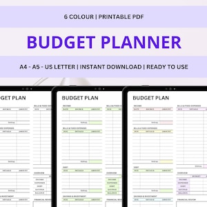 Budget Planner, Printable Planner Insert, Finance Overview Template ...