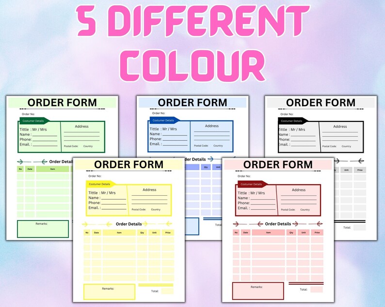 Order Form Template, Printable Order Form, Minimal Purchase Order Form ...