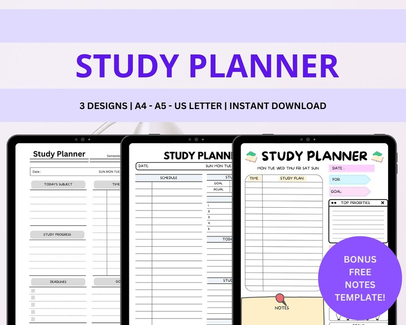 Minimalist Study Planner Printable, Assignment Tracker, Printable ...